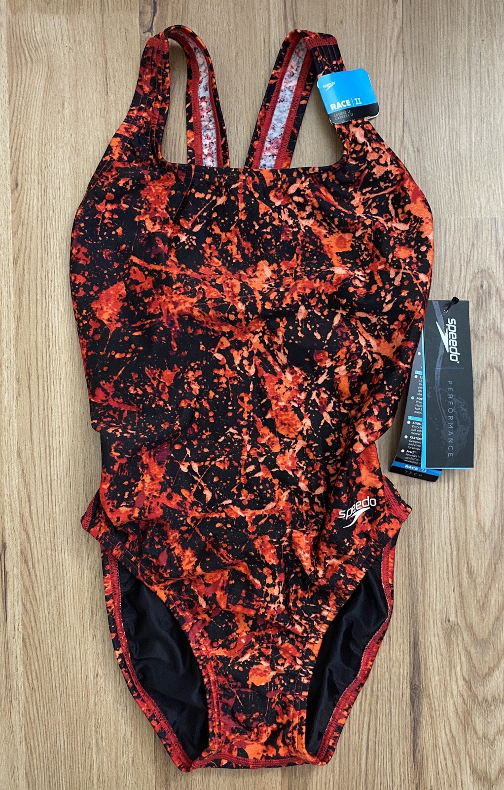 NWT SPEEDO 30 Splatter Splash Super Pro Race II Women Red One Piece ...