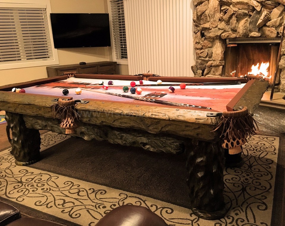 Wilderness 8' Hand-Crafted Rustic Log Pool Table Billiard for Log Home ...