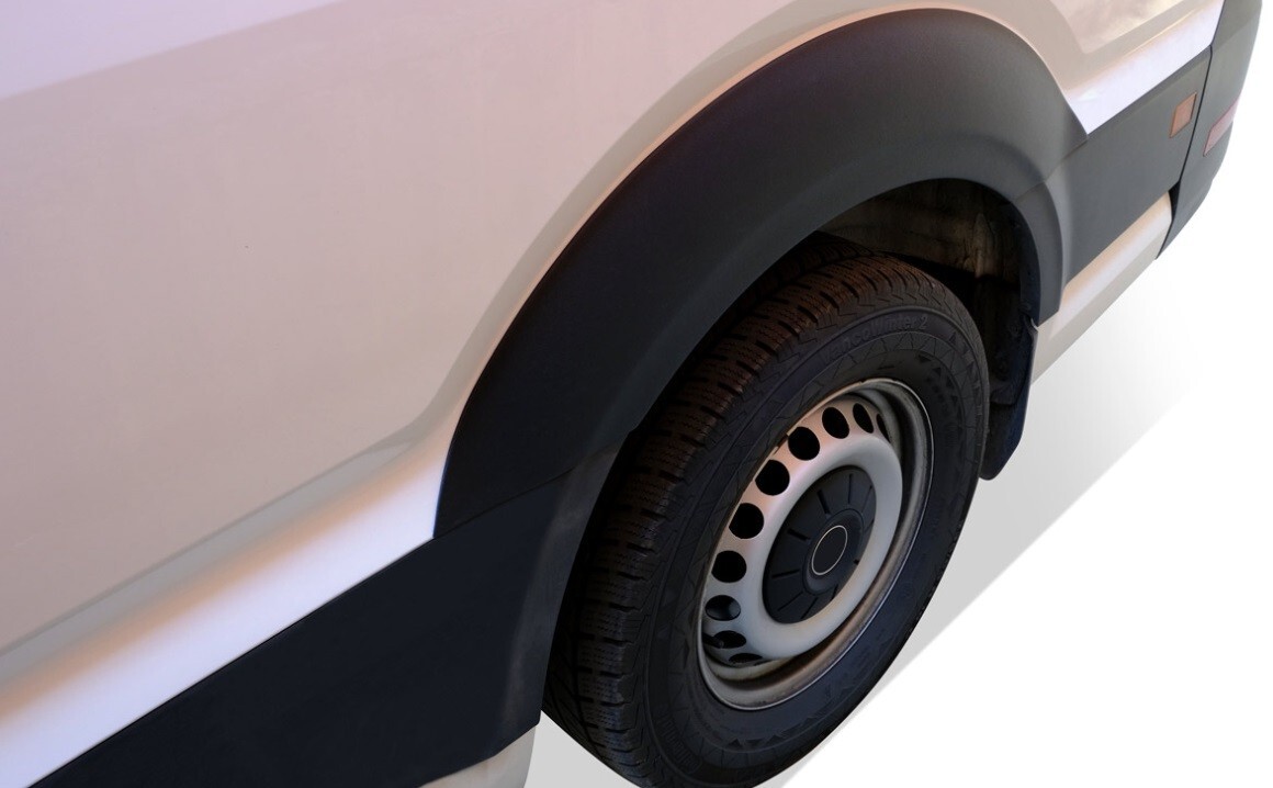 FITS VW CRAFTER & MAN TGE 2017- BLACK 4PC WIDE WHEEL ARCH COVER TRIMS ...
