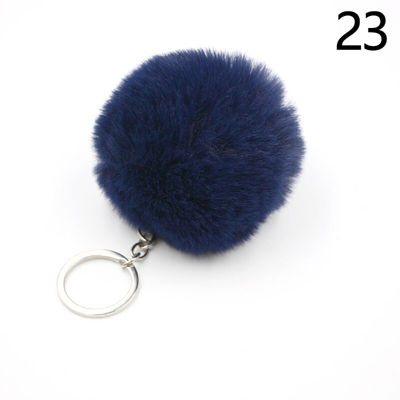 Soft Fur Fluffy Ball Keychain PomPom Key Chains Keyring Charms Handbag ...