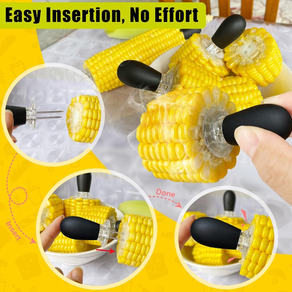 12 Pcs/6 Pairs Corn Holders Stainless Steel Corn Cob Holders Corn on ...