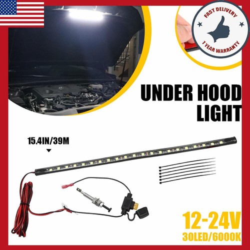 Universal LED Under Hood Panel Light Strips Kit Automatic on/off Fit ...
