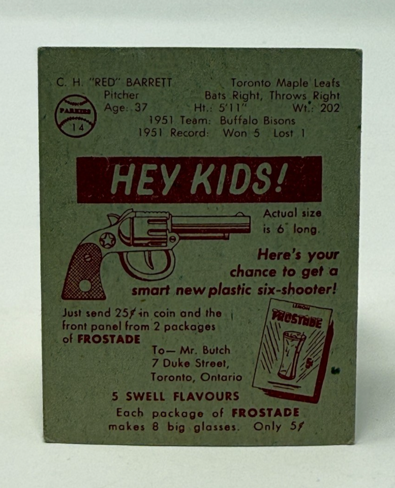 1952 Parkhurst Frostade International League - Red Barrett #14 | eBay