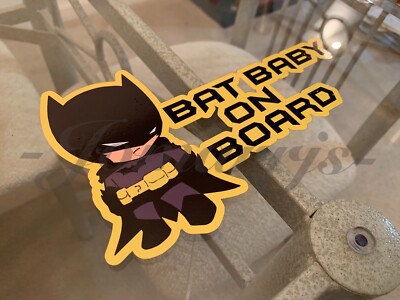 Custom Bat Baby or Bat Kid on Board Vinyl Sticker Decal Cute Batman dc ...