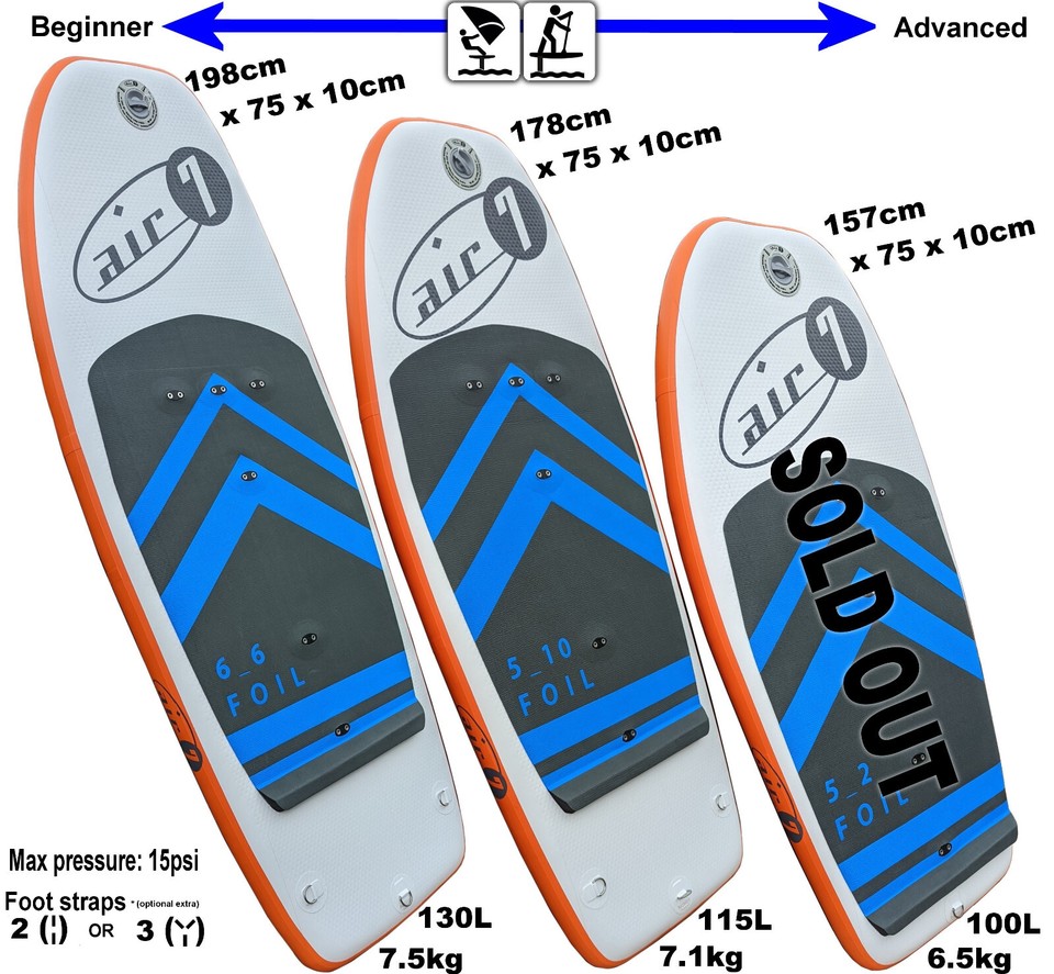 Air7 5'10 Inflatable foil Board for Wing Surfing SUP foil with Bag and ...