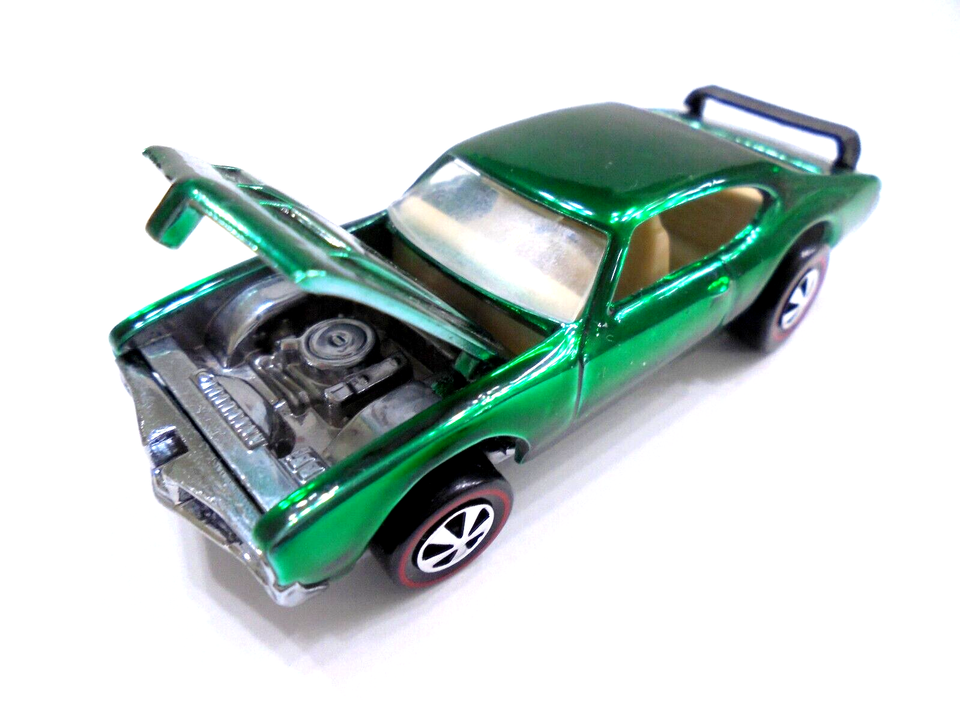 Hot Wheels Olds 442 Redline Spectraflame GREEN Open-Hood CUSTOM REPLICA ...