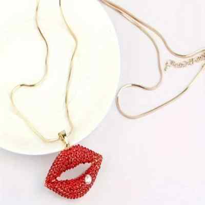 Fashion Unique Red Lip Glass Beads Pendant Necklace | eBay