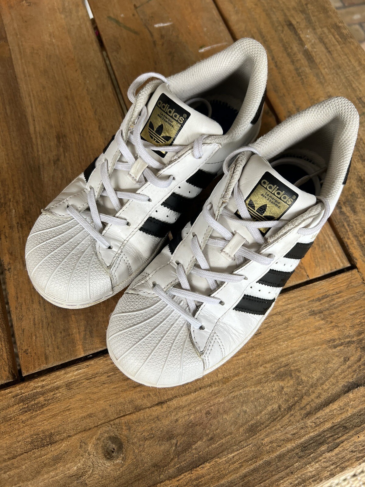 Adidas Superstar Sneakers White Black Gold Shell Toe … - Gem