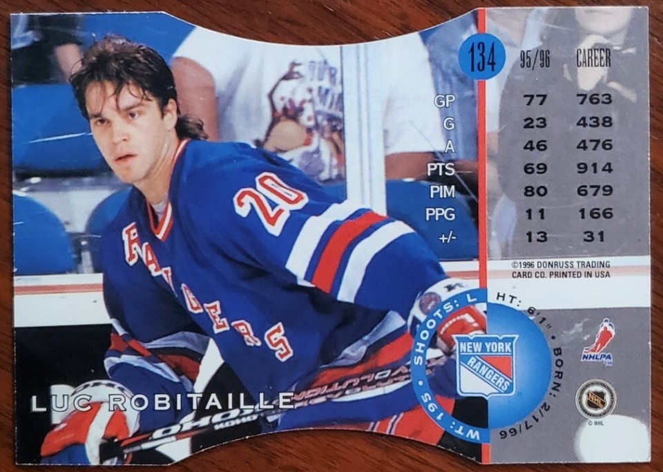 Luc Robitaille HOF 1996-97 Leaf Press Proof Die-Cut #134 New York ...