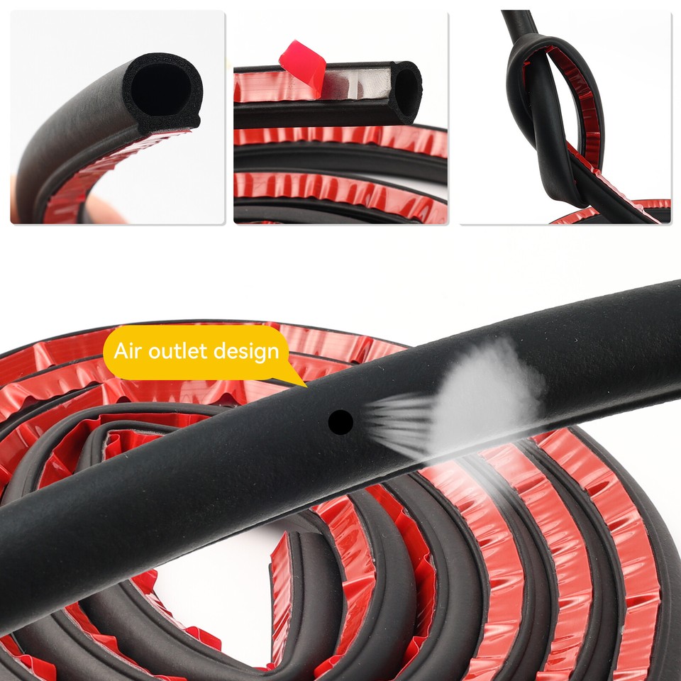 Universal D-Shape Car Door Seal Strip Moulding Trim Rubber Edge ...
