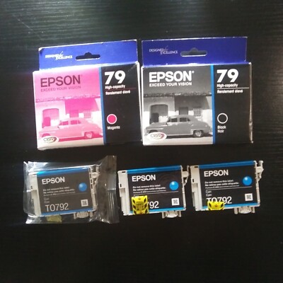 Genuine Epson 79 Ink Stylus Photo 1400 Artisan 1430 Black, Magenta and ...