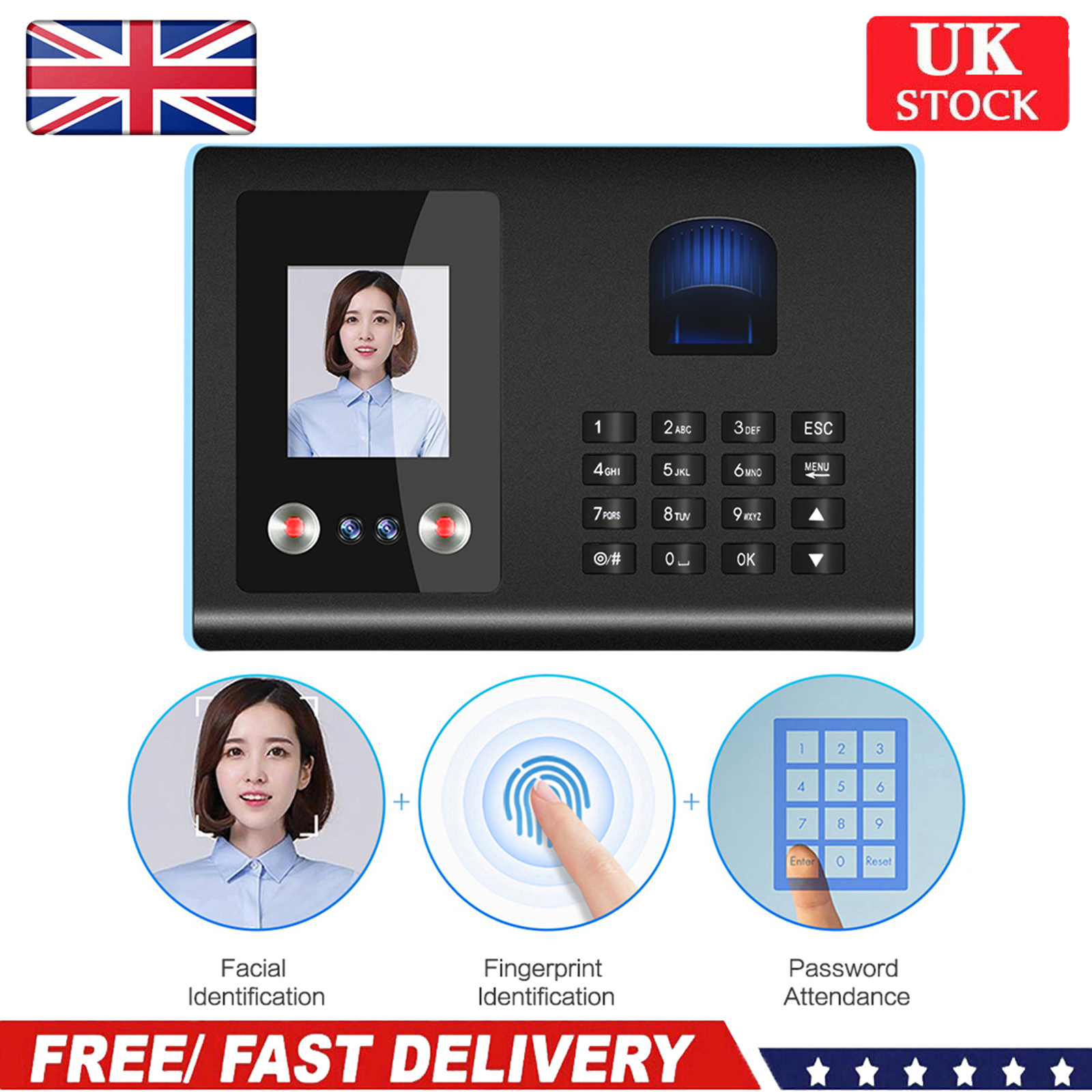 Employee Time Attendance Clocking Machine Face Fingerprint Password ...