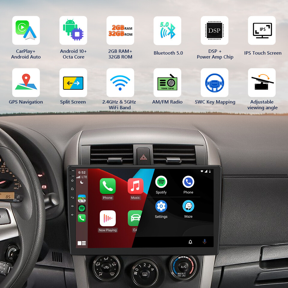 10.1inch Android 10 8Core Double 2 DIN Car Stereo Radio GPS Navigation ...