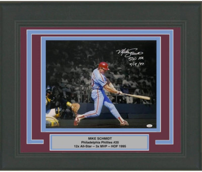 FRAMED Autographed/Signed MIKE SCHMIDT 500th HR Inscription 16x20 Photo ...
