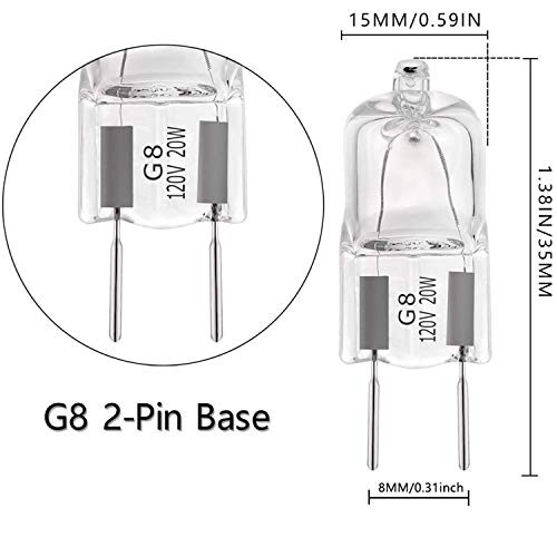 G8 Halogen Light Bulbs 20W 120V G8 Base 2Pin T4 JCD Type 2700K for ...