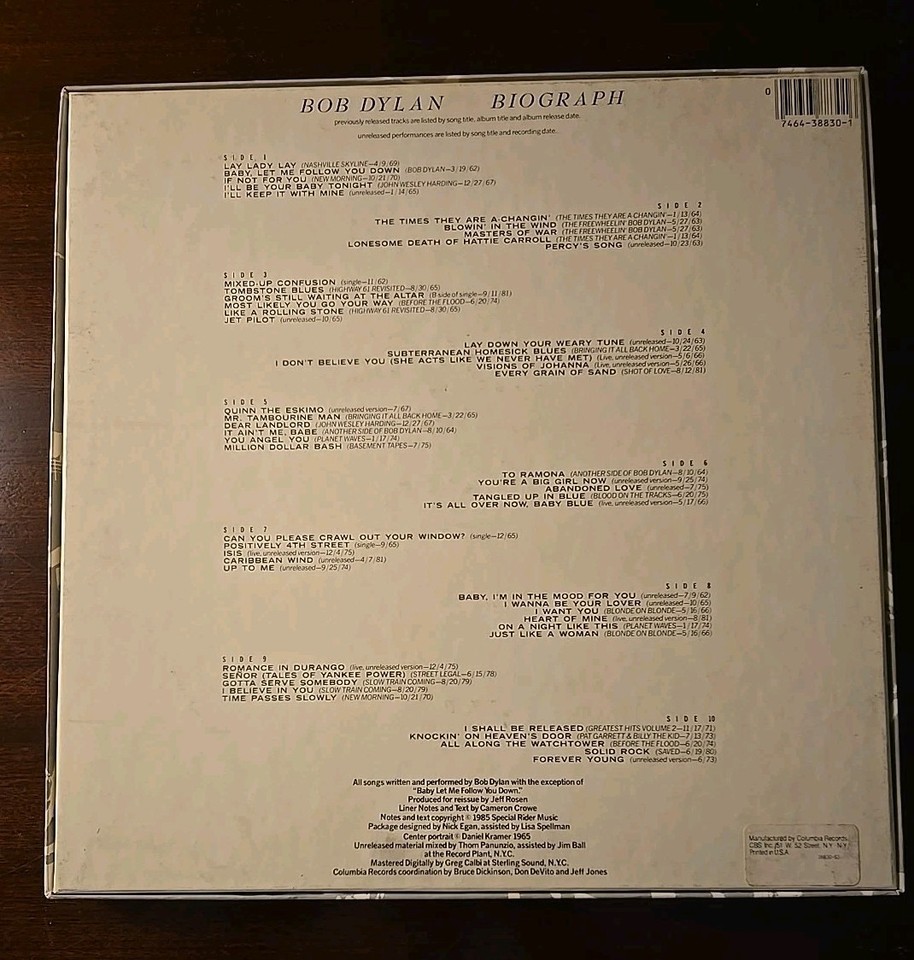 Bob Dylan Biograph 1985 Deluxe Edition Box Set 5x LP Vinyl w/ Booklet ...