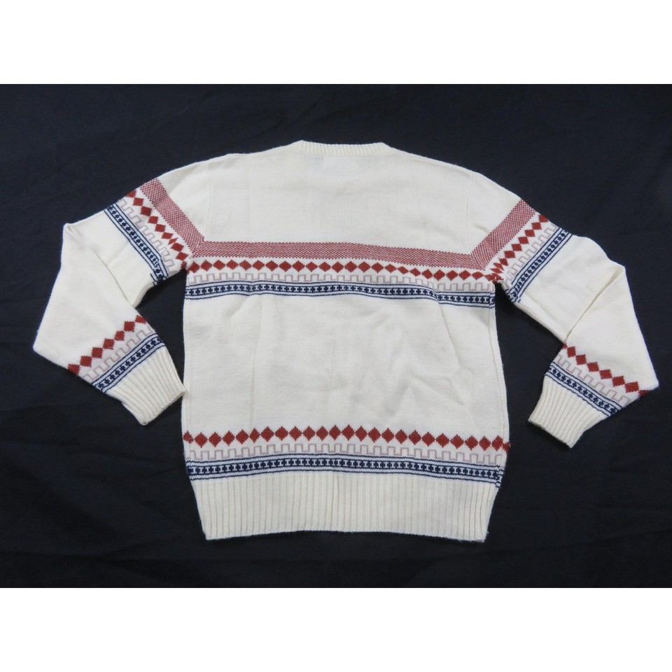 Pebble Beach of California Beige Geometric Striped Knit Sweater Sz M ...