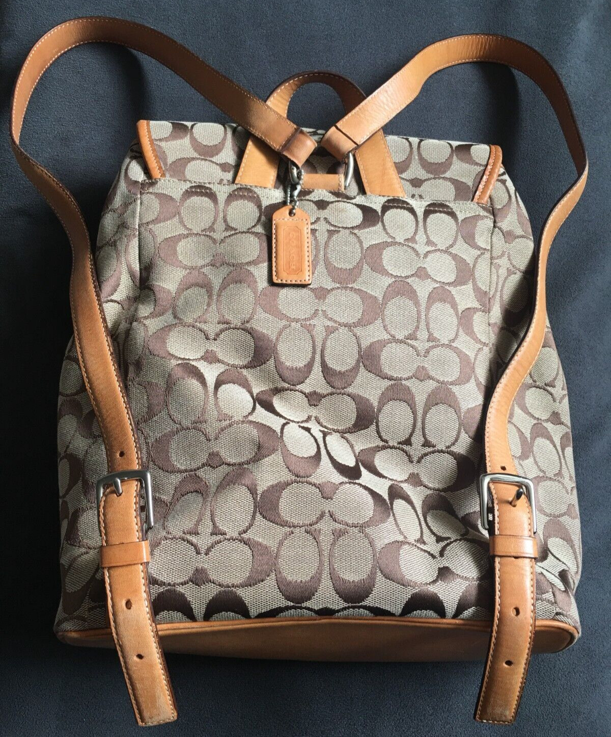 Coach Signature C Tan Khaki Printed Backpack - Gem