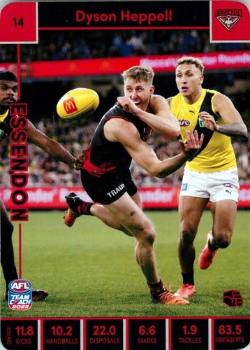 New 2023 ESSENDON BOMBERS AFL Card DYSON HEPPELL Teamcoach | eBay