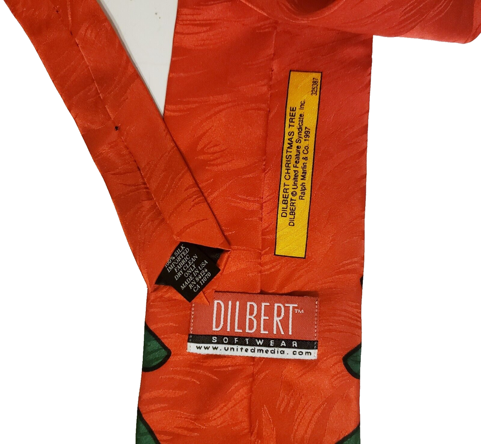 1997 DILBERT Christmas Tree Silk Necktie Ralph Marlin Made in USA ...