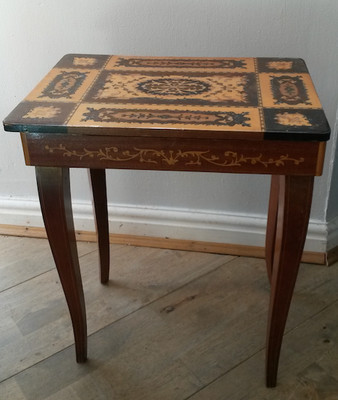 Italian wooden musical table for sewing etc - marquetry inlaid | eBay UK