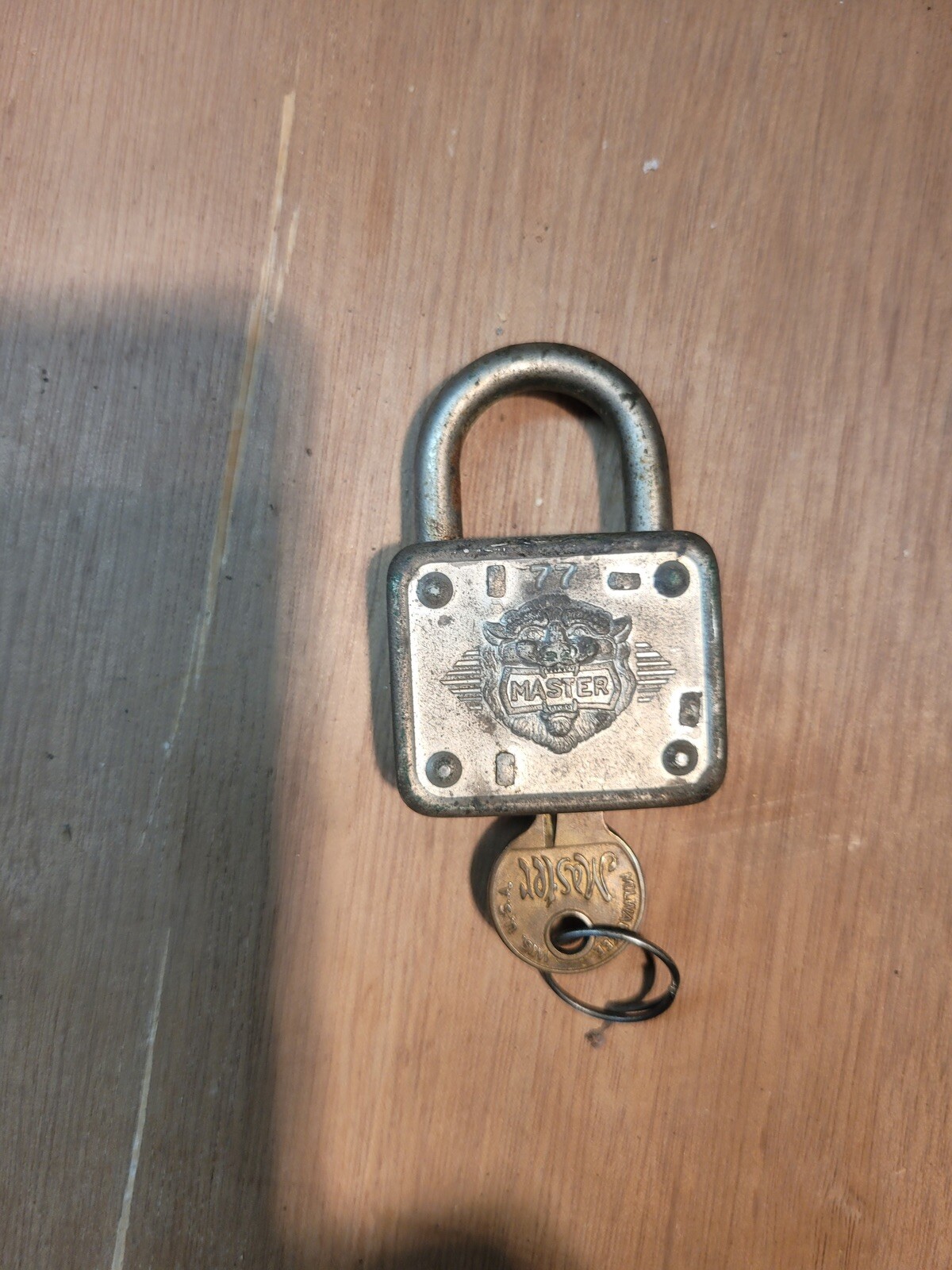 Vintage Master Lock Padlock No. 77 Walking Lion Logo With Key Working ...