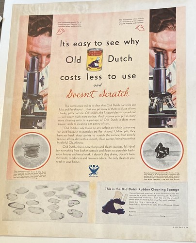 1933 Vintage Color Print Ad Old Dutch Cleanser-Doesnt Scratch + Bonus ...