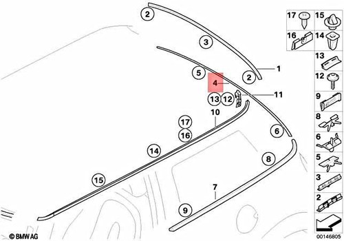 Genuine MINI R50 R53 Coupe Rear Window Lower Moulding OEM 51317113198 ...