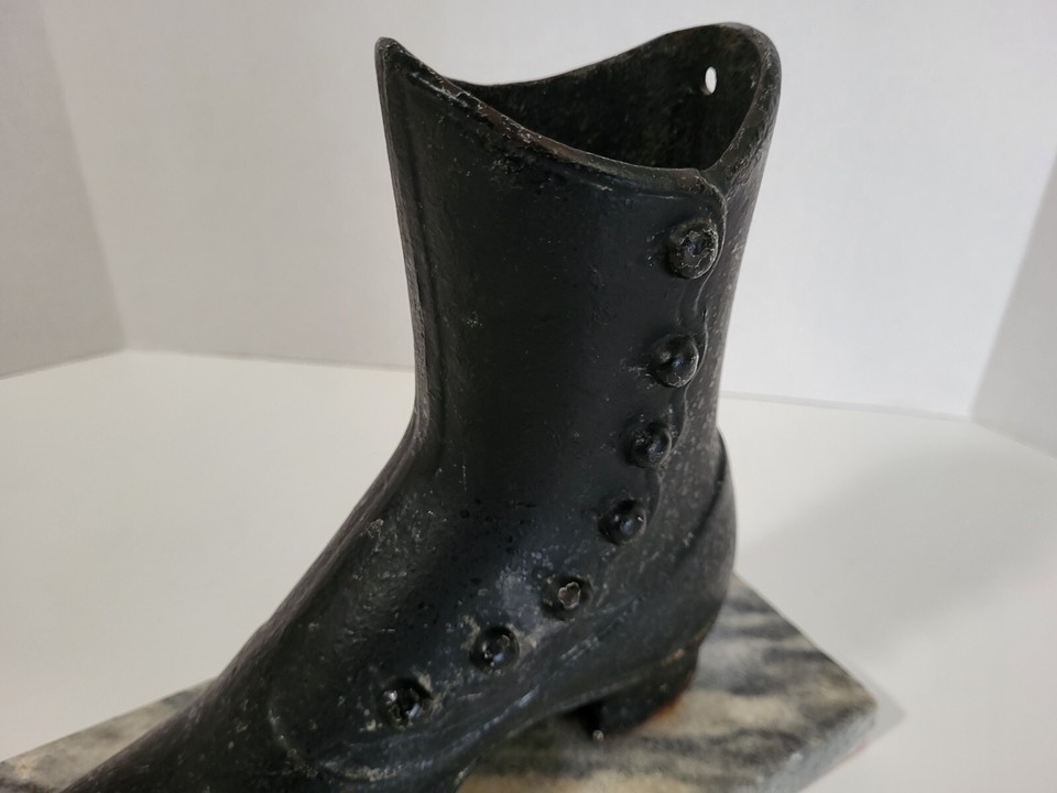 Antique Cast Iron Victorian Shoe Boot On Marble Display | eBay