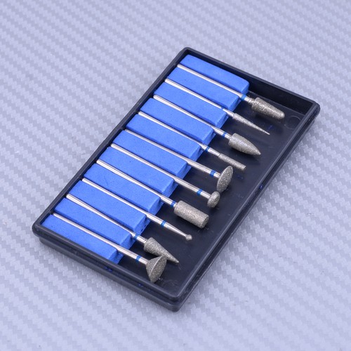 10pc Diamond Coated Polishing Grinding Head Set HP 2.35mm Shank Rotary ...