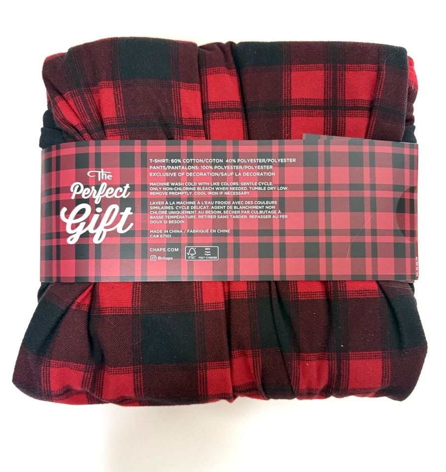 MEN'S CHAPS PAJAMA SET RED BLACK BLUE GRAY PLAID DRAWSTRING 2 POCKETS ...