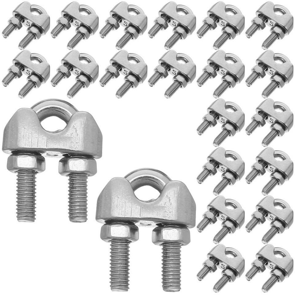 24PCS Wire Rope Clips: 1/8 Inch Cable Clamp - Stainless Steel Wire ...