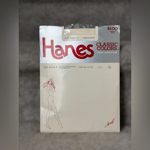 Vintage 1983 NOS Hanes Classic Colors Sheer Pantyhose Plus Size E-F ...