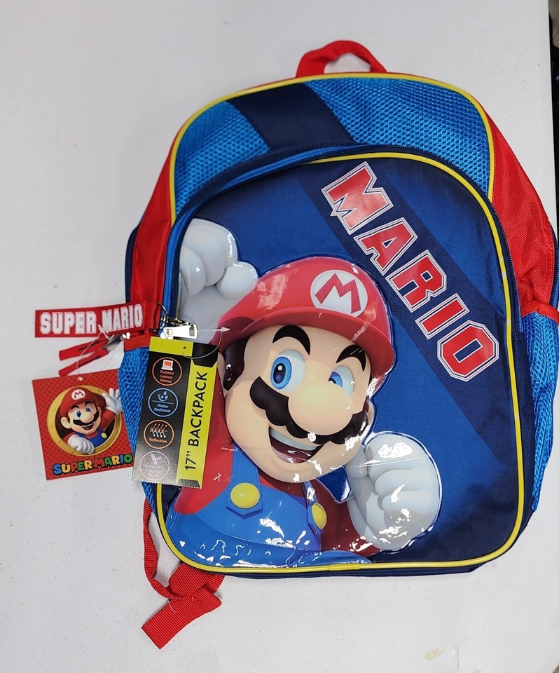 Nintendo Super Mario Bros. Kids’ Backpack 17” Blue Red NEW with Tags ...