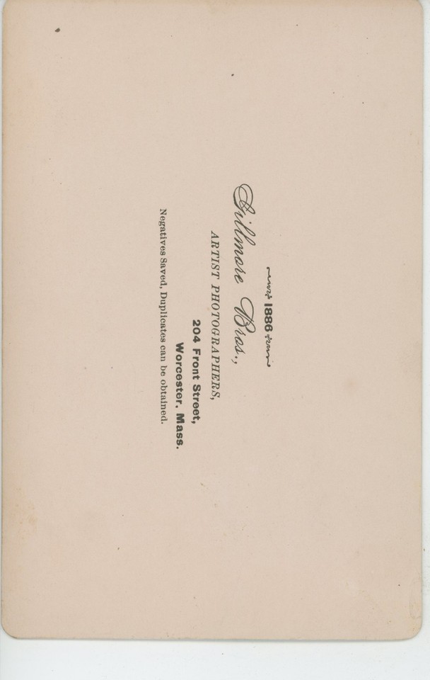 Young Woman Leaning against Prop Gillmore Worcester MA Cabinet Card 4x6 ...