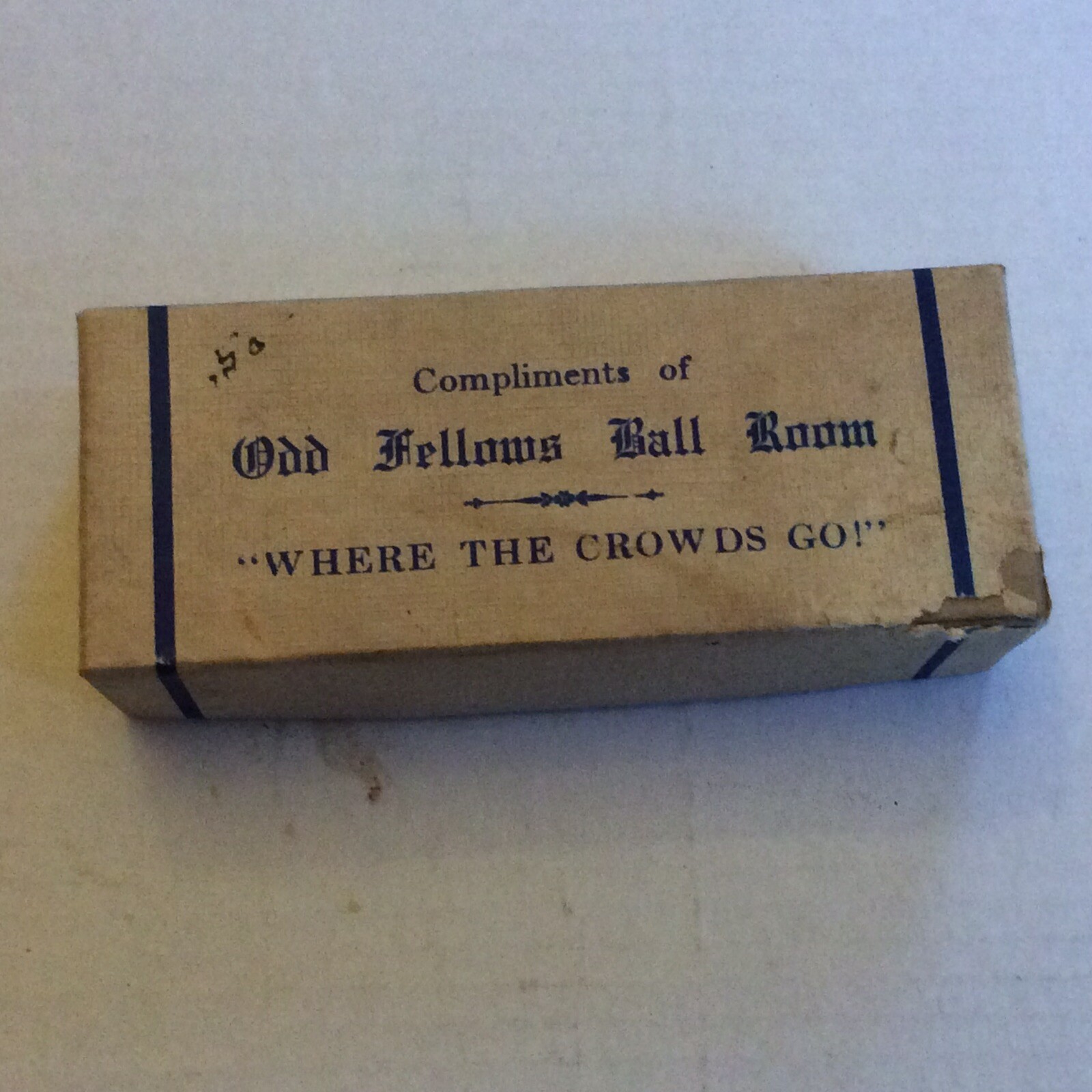 1938 Odd Fellows Ball Room Cardboard Box-41/4 X 13/4 X 1-Empty-Message ...
