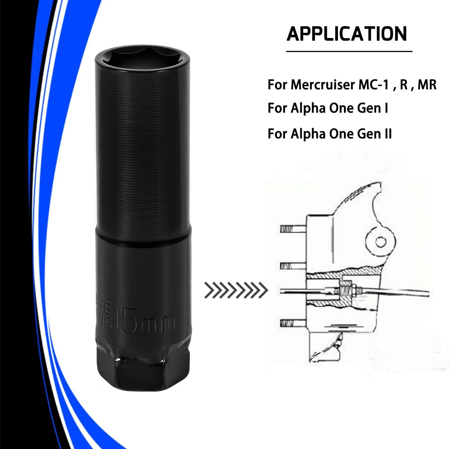 91-12037 Shift Cable Tool Socket for Mercruiser Alpha One Gen I Gen II ...