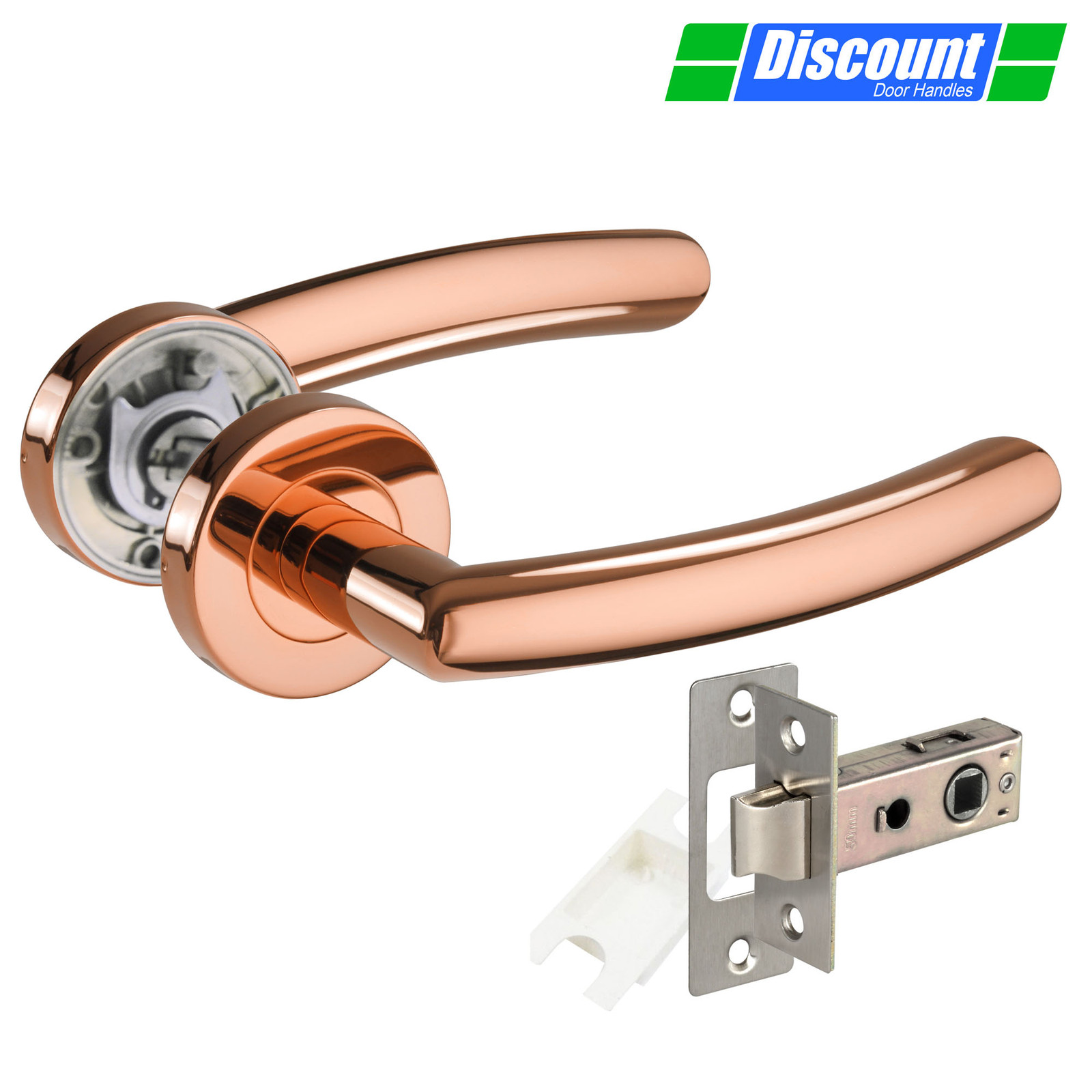 Art Deco style Polished Copper Door Handles on Rose | eBay UK