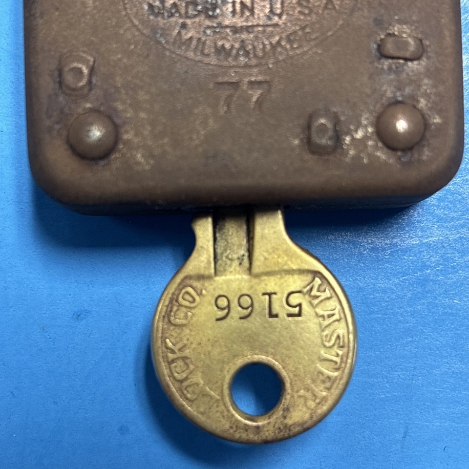 Vintage Master Lock Co. #77 Lion Head Padlock with Key Made In USA | eBay