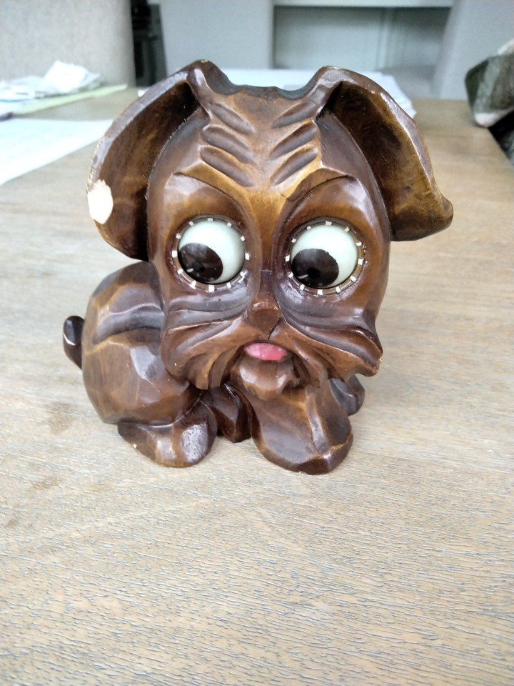 Antique Rare German Oswald Rolling Eye Dog Clock Terrier Works! | eBay