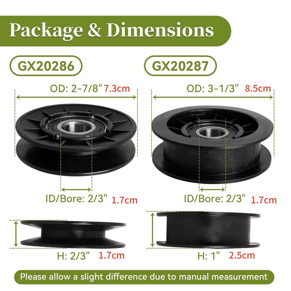 GX20286 V-Idler Pulley & GX20287 Flat Idler Pulley For John Deere Lawn ...