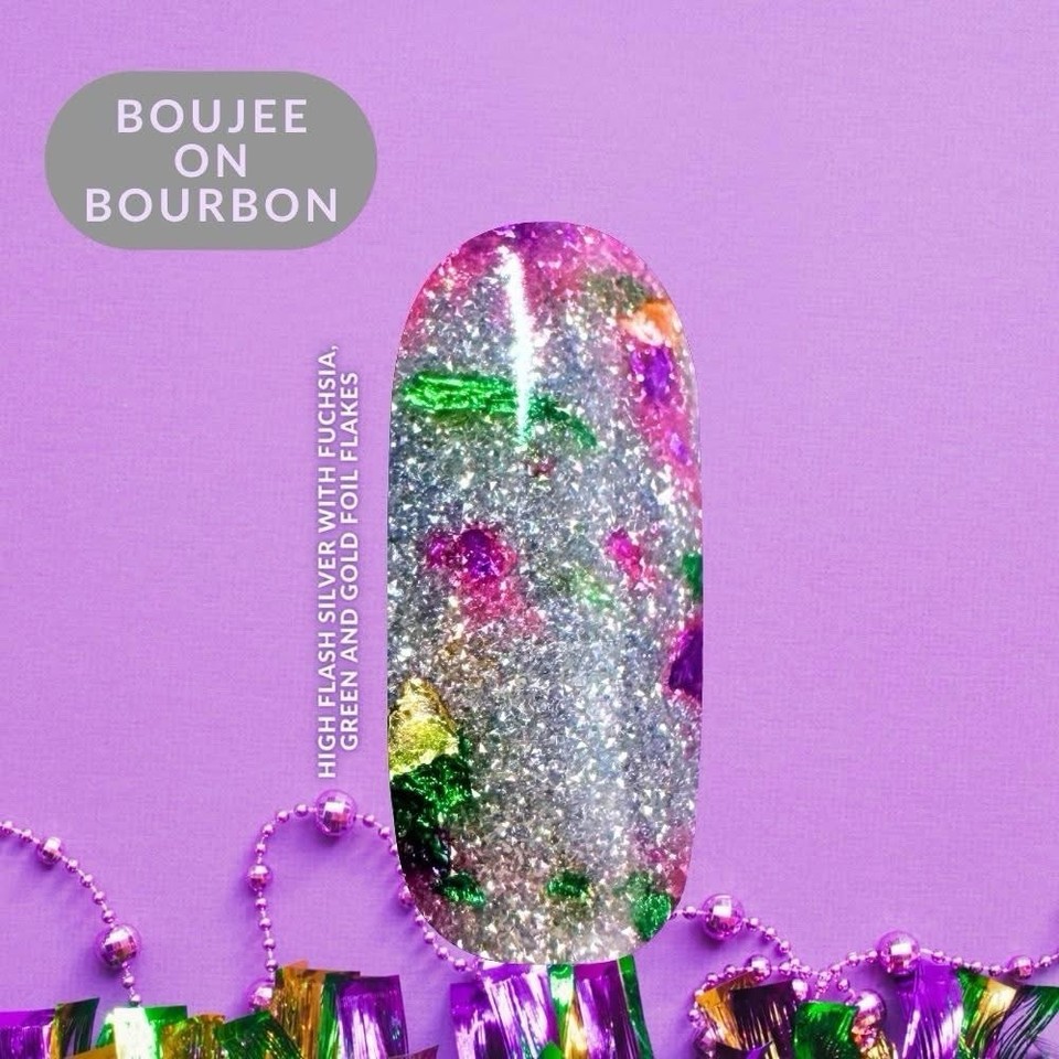 Sparkle & co Nail Dip Powder Boujee on Bourbon Silver Pink Green Foil ...