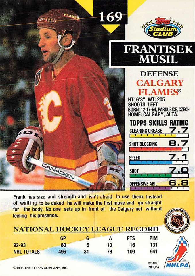 1993 Stadium Club #169 Frank Musil Calgary Flames | eBay