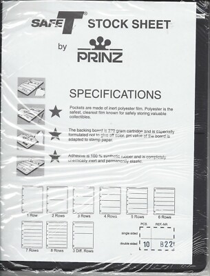 SafeT Hagner-Style Stock Sheets by Prinz B22 Two-Sided 2-Pocket Black ...