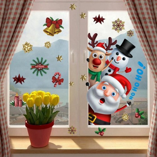 Christmas Bell Garland Wall Stickers Store Supermarket Window Glass ...