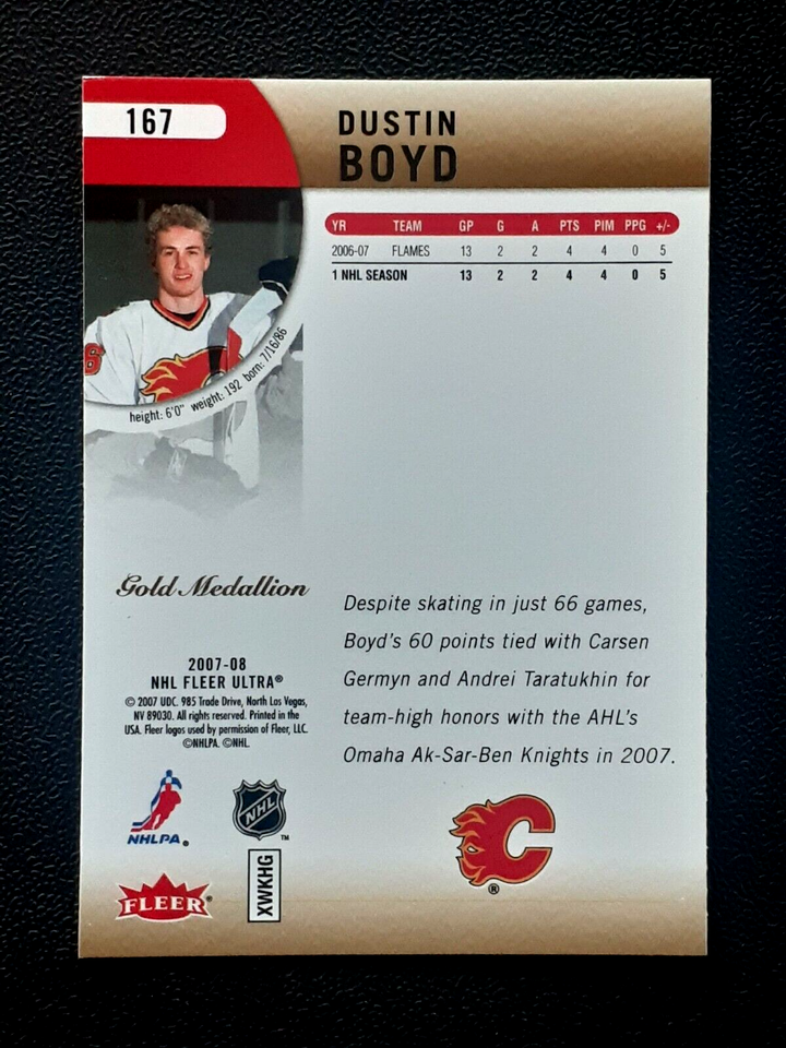 DUSTIN BOYD 2007-08 FLEER ULTRA GOLD MEDALLION 07-08 NO 167 55024 | eBay