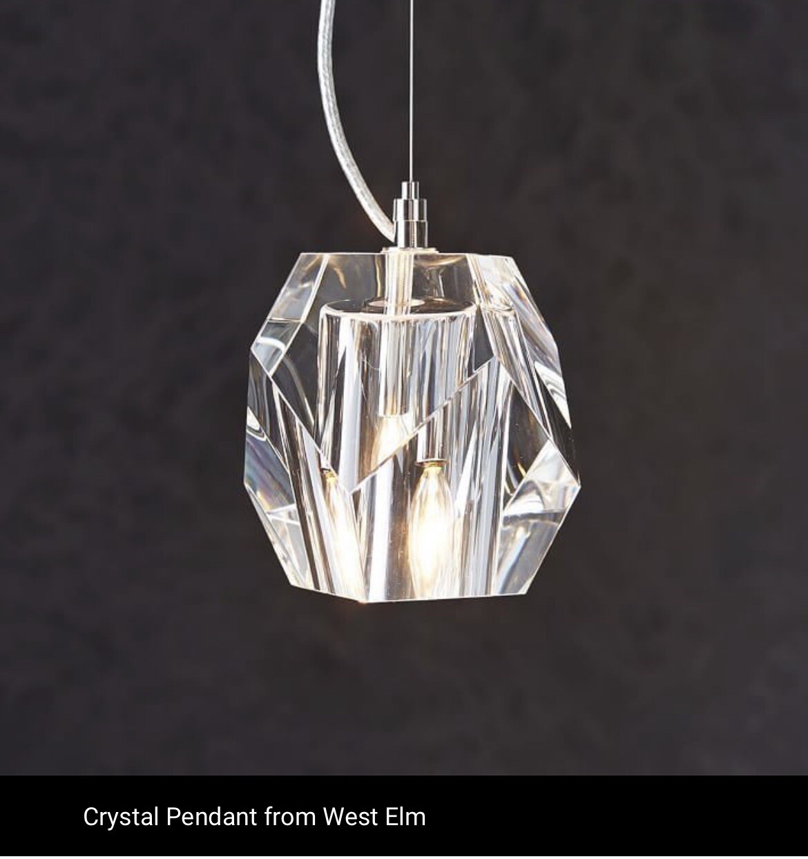 West Elm By Pottery Barn William Sonoma Crystal Pendant Diamond ...