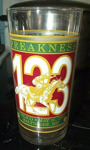 2 Preakness Horse racing promotional glasses 1991 and 1998 | eBay