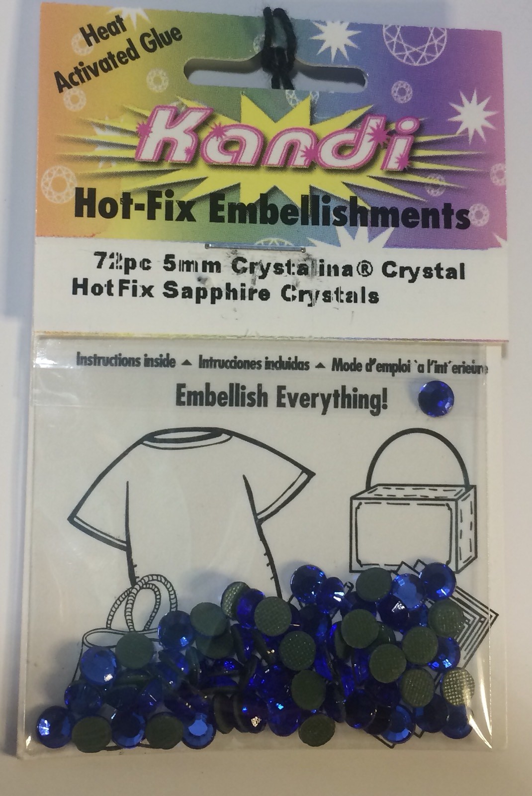 Kandi Hot Fix Embellishments 72 pieces 5 mm Crystals Sapphire Brilliant ...