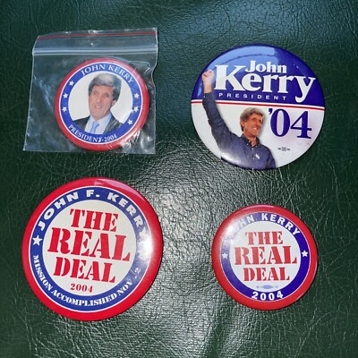 4 John Kerry for President Pin Button Campaign Election Political 2004 ...